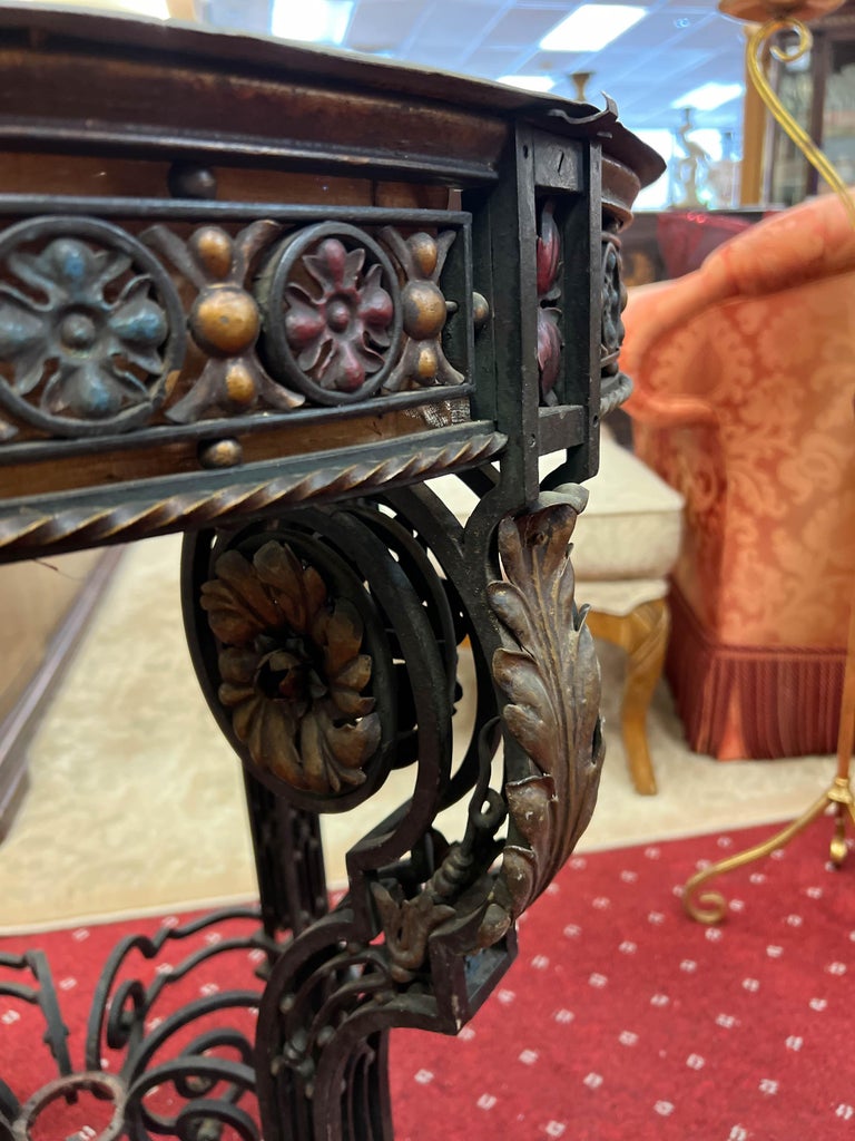 19th Century Wrought Iron 32 Inch Round Table With Built-In Light For ...