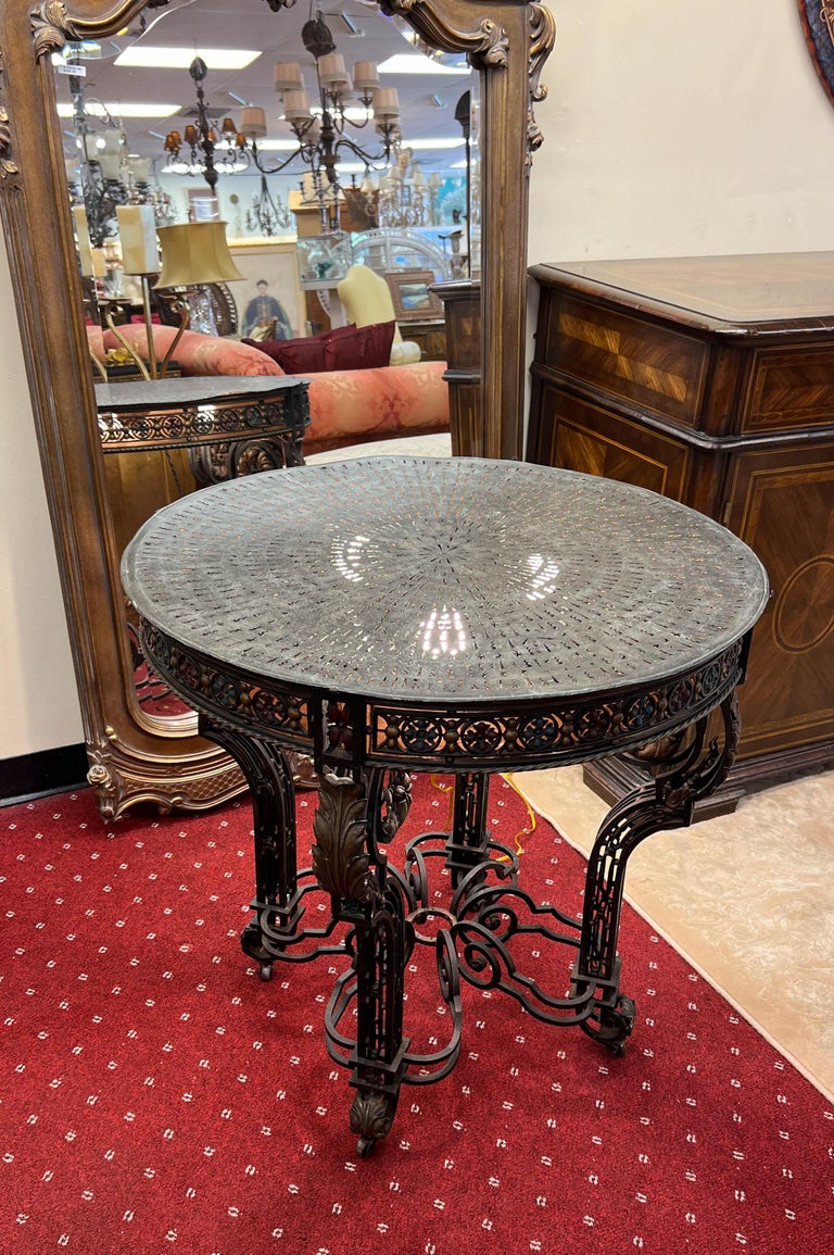 19th Century Wrought Iron 32 Inch Round Table With Built-In Light For ...