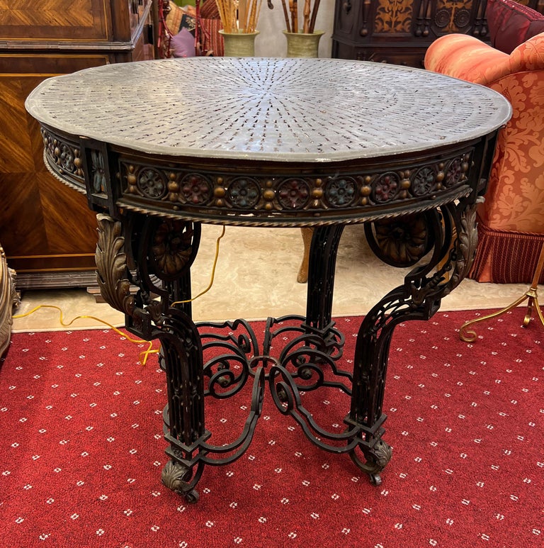 19th Century Wrought Iron 32 Inch Round Table With Built-In Light For ...