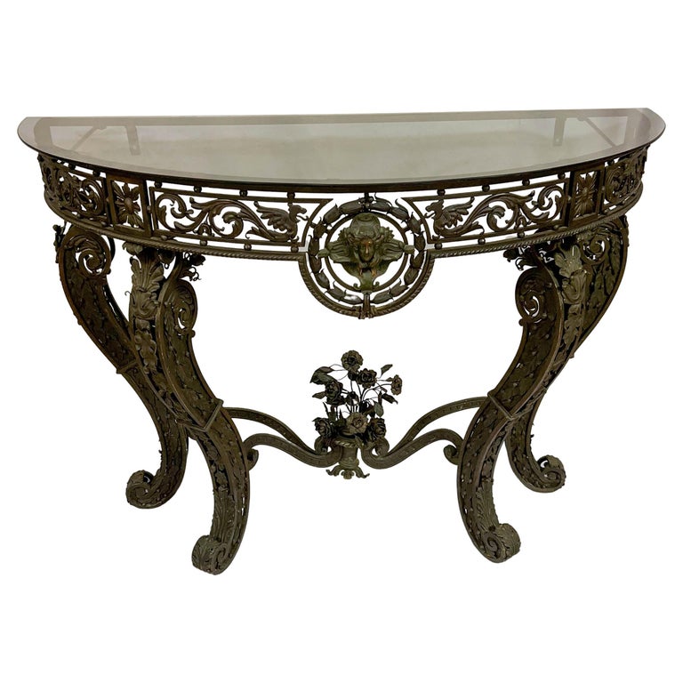 19th Century Wrought Iron Demi-lune Console Table For Sale at 1stDibs