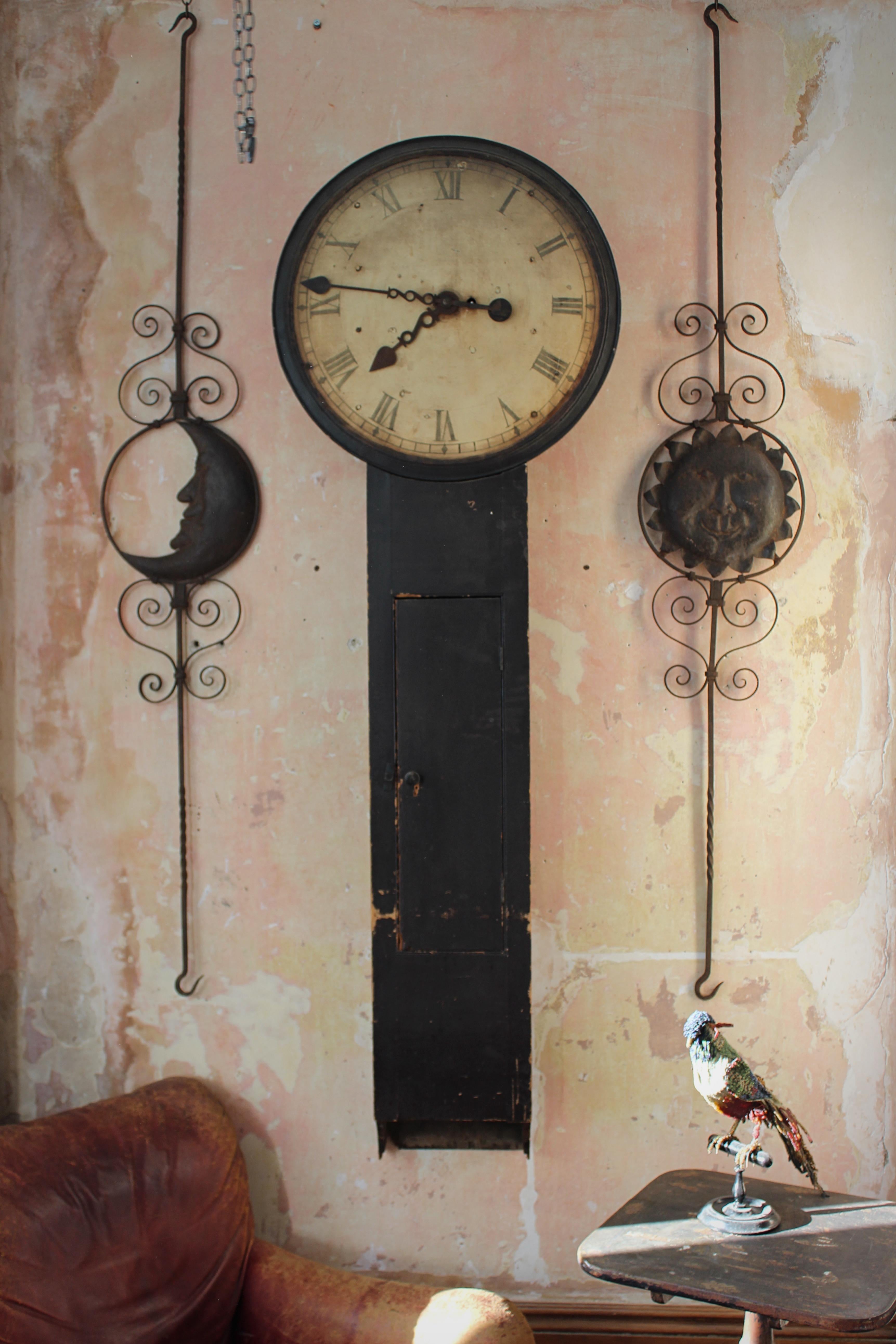 19th Century Wrought Iron Moon and Sun Folk Art Awnings Clockmakers Shop Signs For Sale at 1stDibs