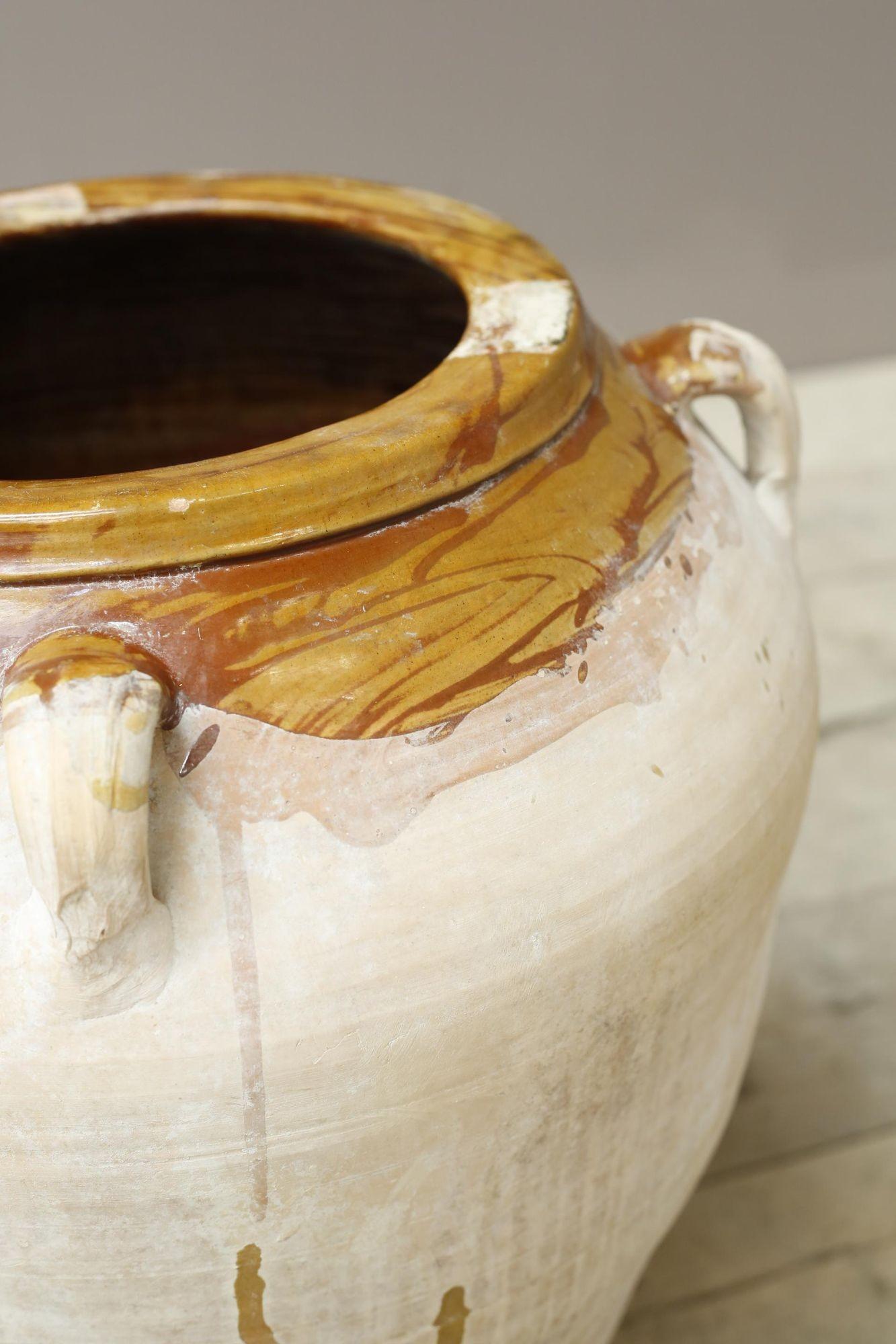 19th Century Yellow Glazed Spanish Olive Pot - Large For Sale at 1stDibs