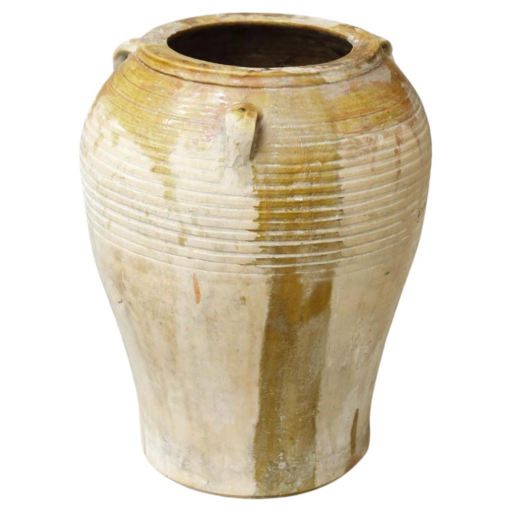 19th Century Yellow Glazed Spanish Olive Pot - Large For Sale at 1stDibs