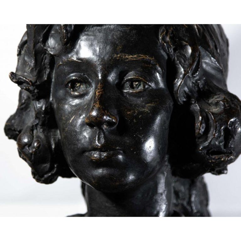 19th Century Young Woman Portrait Plaster Sculpture For Sale at 1stDibs