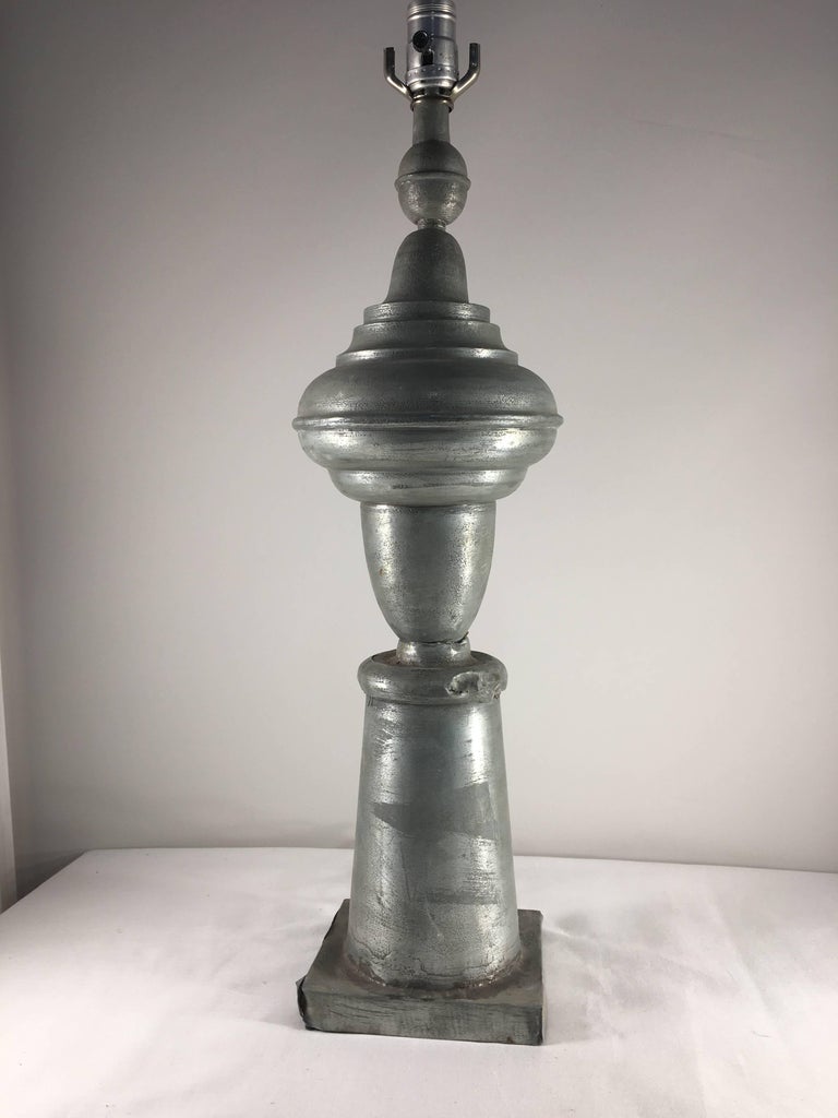 19th Century Zinc Finial Mounted as a Lamp For Sale at 1stDibs