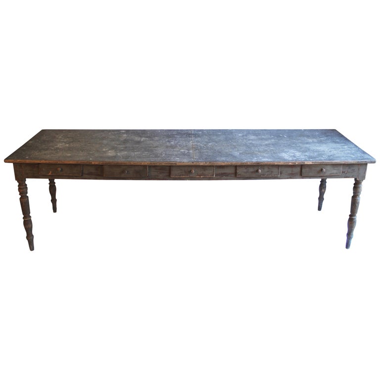 19th Century Zinc Top Farm Table at 1stDibs