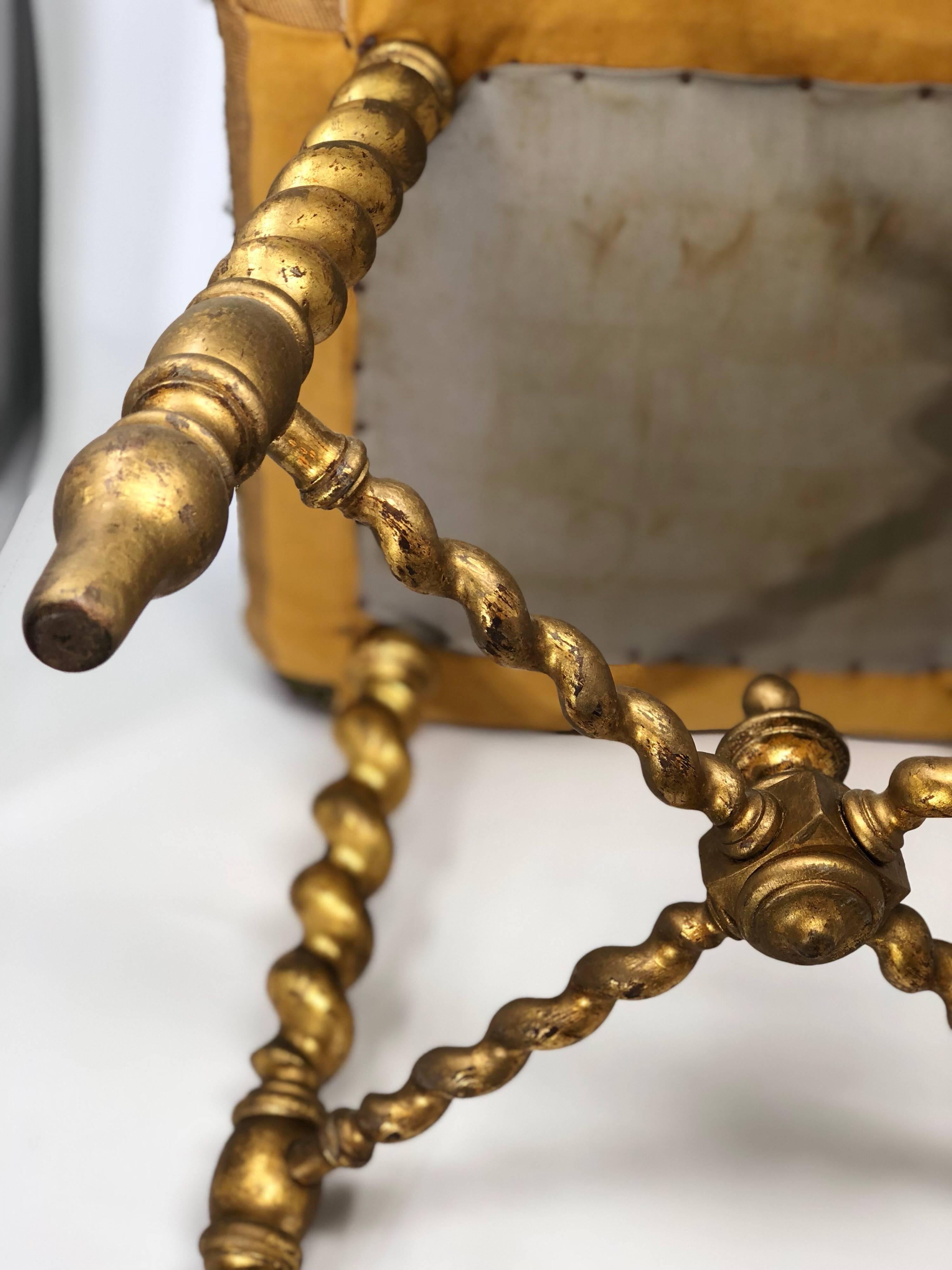 19th Century, Napoleon III Era Giltwood Tabouret, Ottoman Giltwood ...