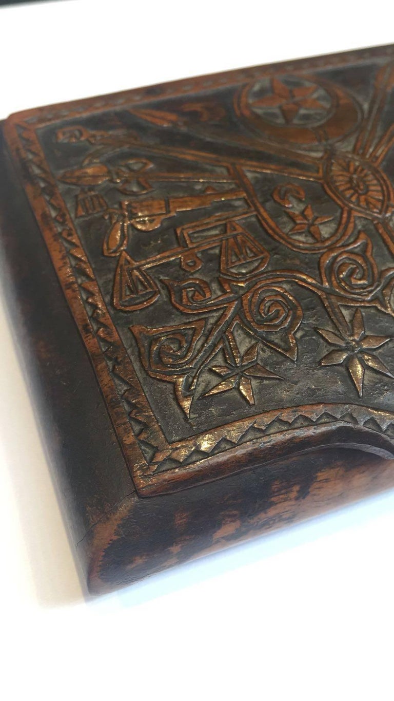 19th Century, Small Turkish Wooden Box with Engraved Lid For Sale at ...