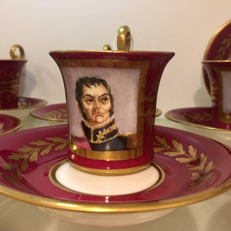 19th Century, Paris Porcelain Tea Set Featuring Napoleonic Portraits ...