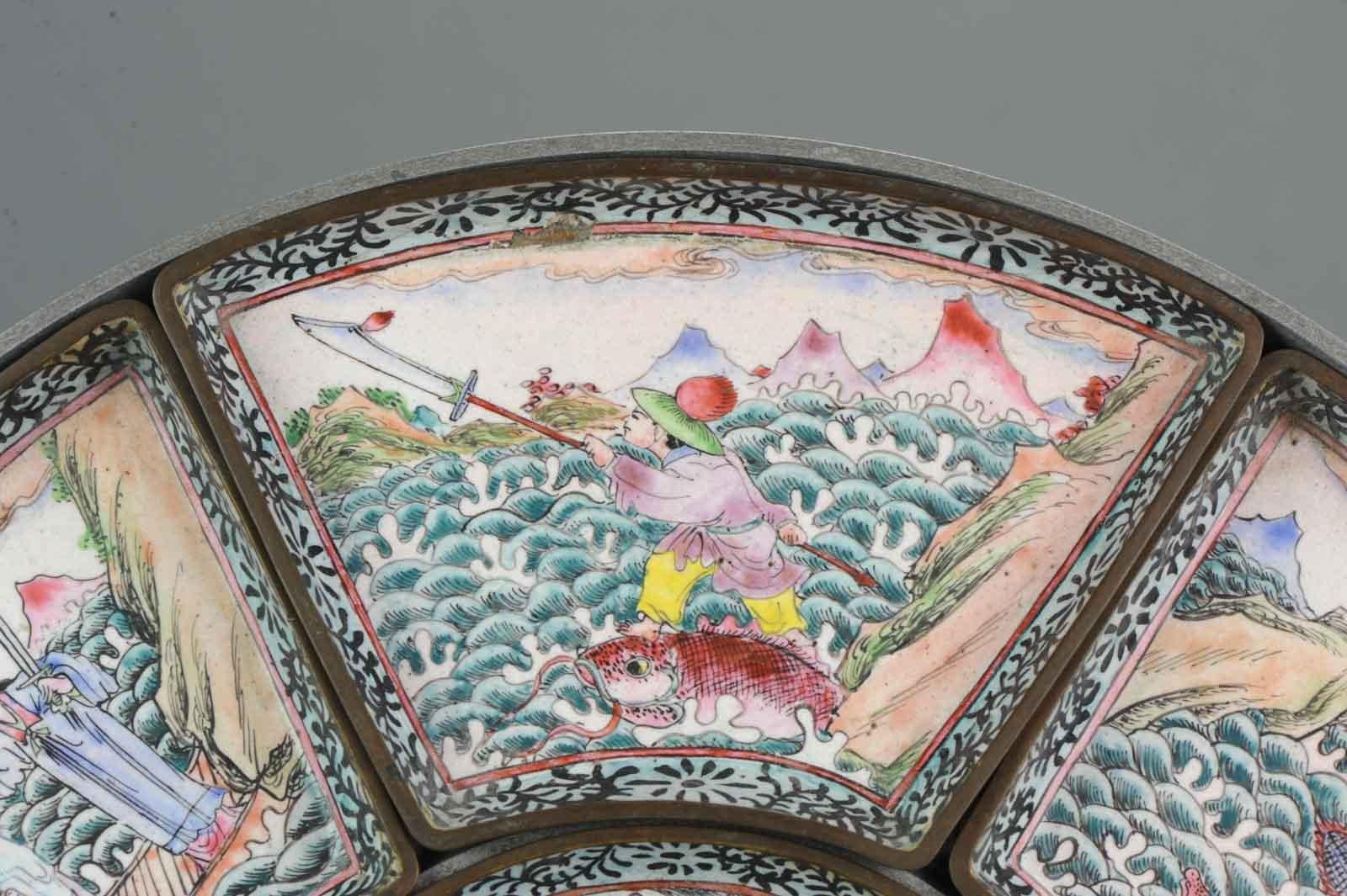 Circa 1900 Chinese Cantonese Enamel Sweet Meat Altar Dish Ceremonial ...