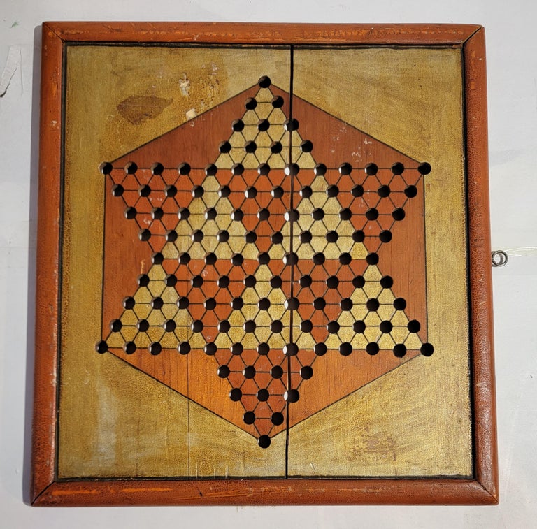 19th Chinese Checkers Game Board with Original Paint For Sale at 1stDibs