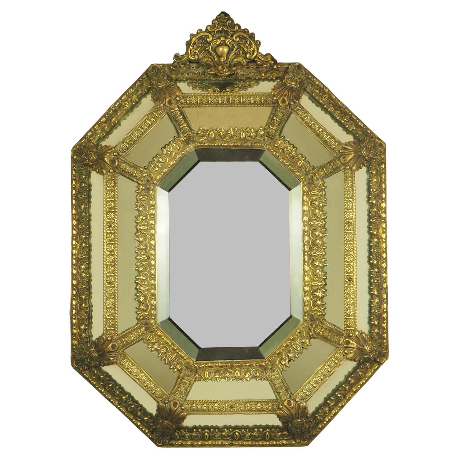 19th Continental Repousse Wall Mirror For Sale at 1stDibs