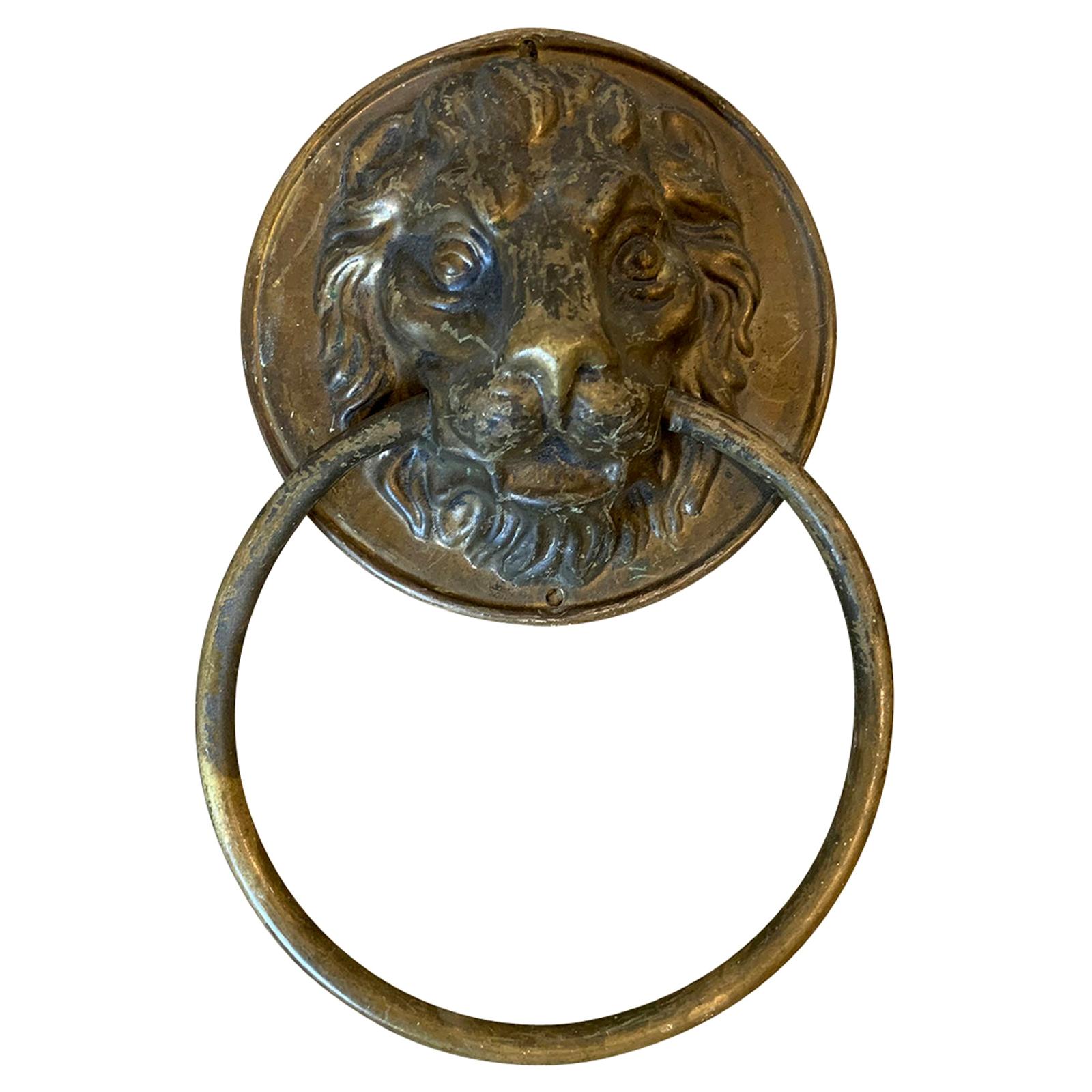 Grand Repoussé Brass Lion Head Door Handle at 1stDibs