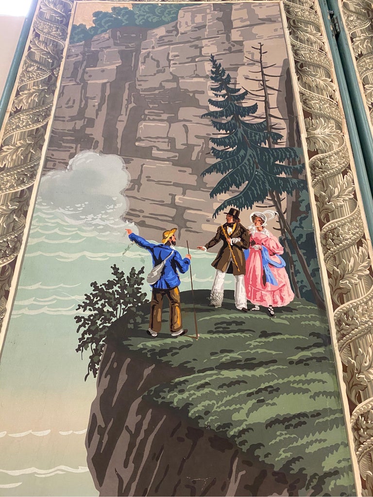 19th-Early 20th Century Zuber "Niagra Falls" Three Panel Screen For Sale at 1stDibs