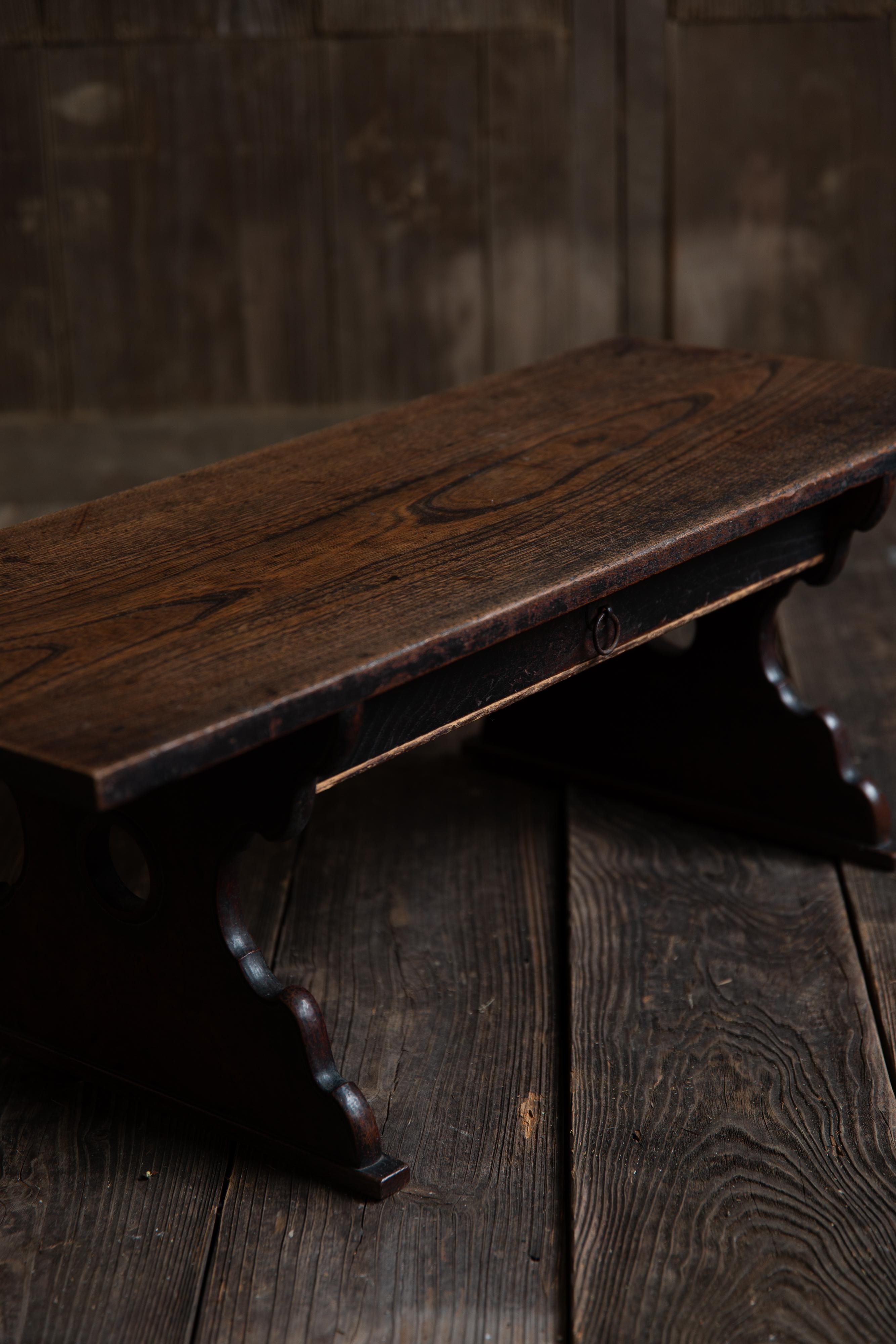 18th Edo Japanese antique wabi sabi low writing desk from Nikko To-sho ...