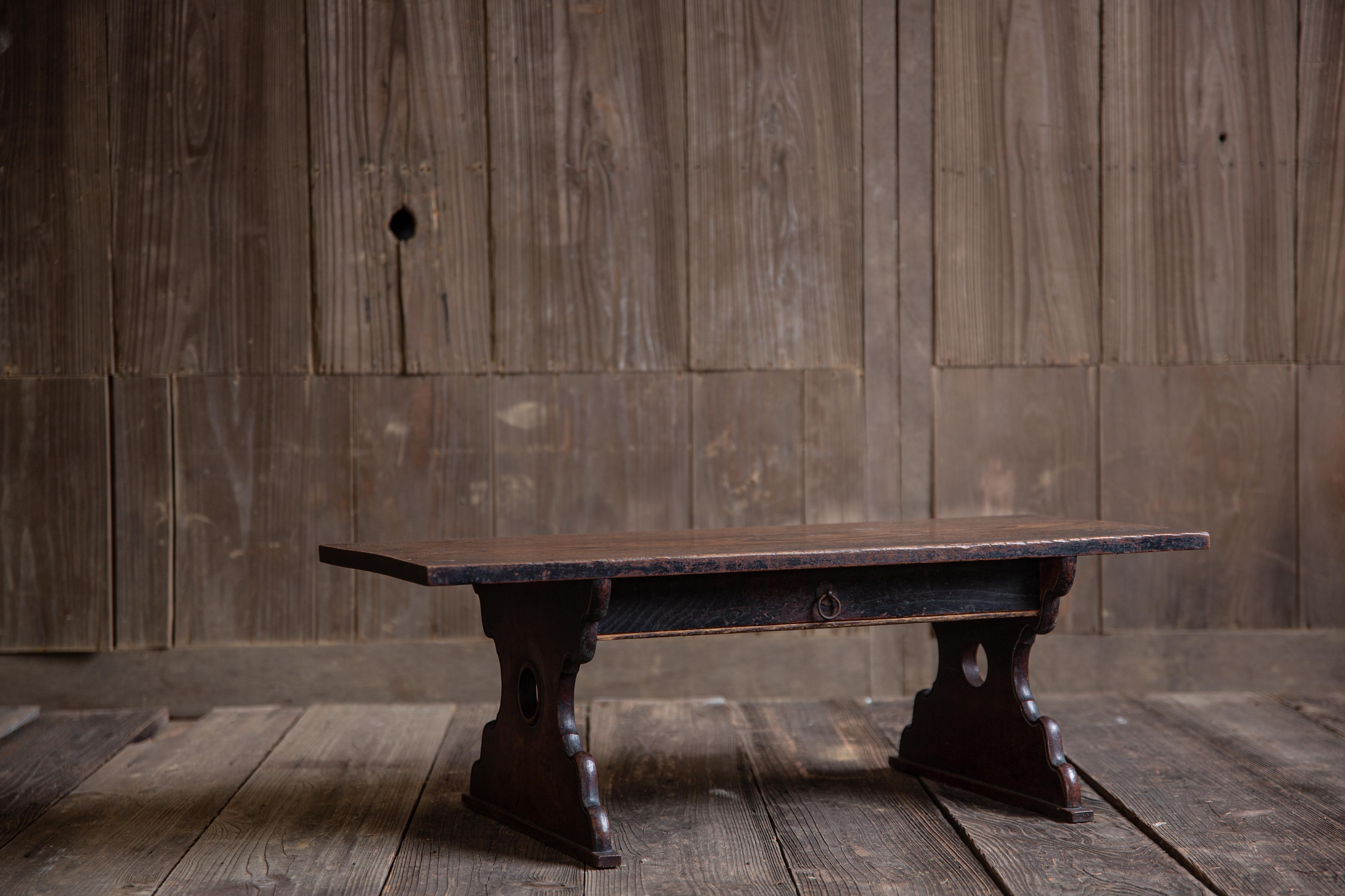 18th Edo Japanese antique wabi sabi low writing desk from Nikko To-sho ...