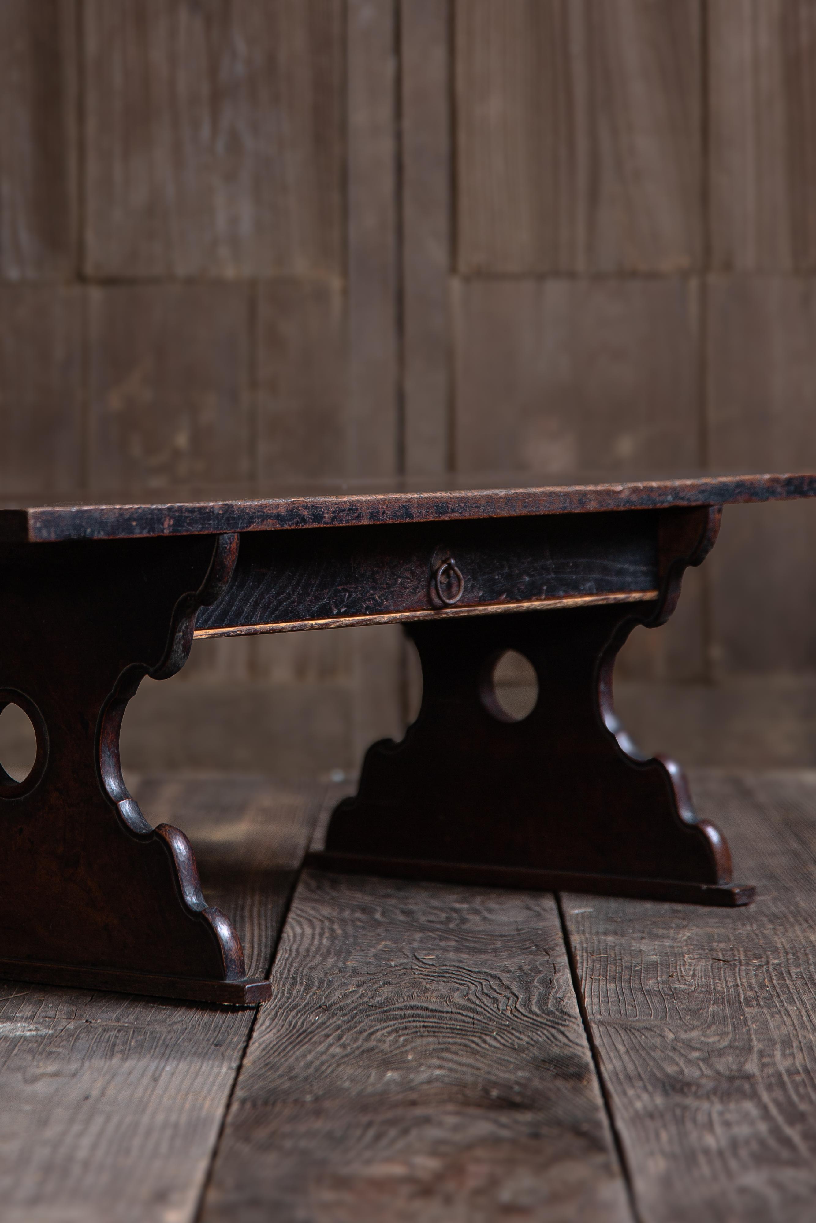 18th Edo Japanese antique wabi sabi low writing desk from Nikko To-sho ...