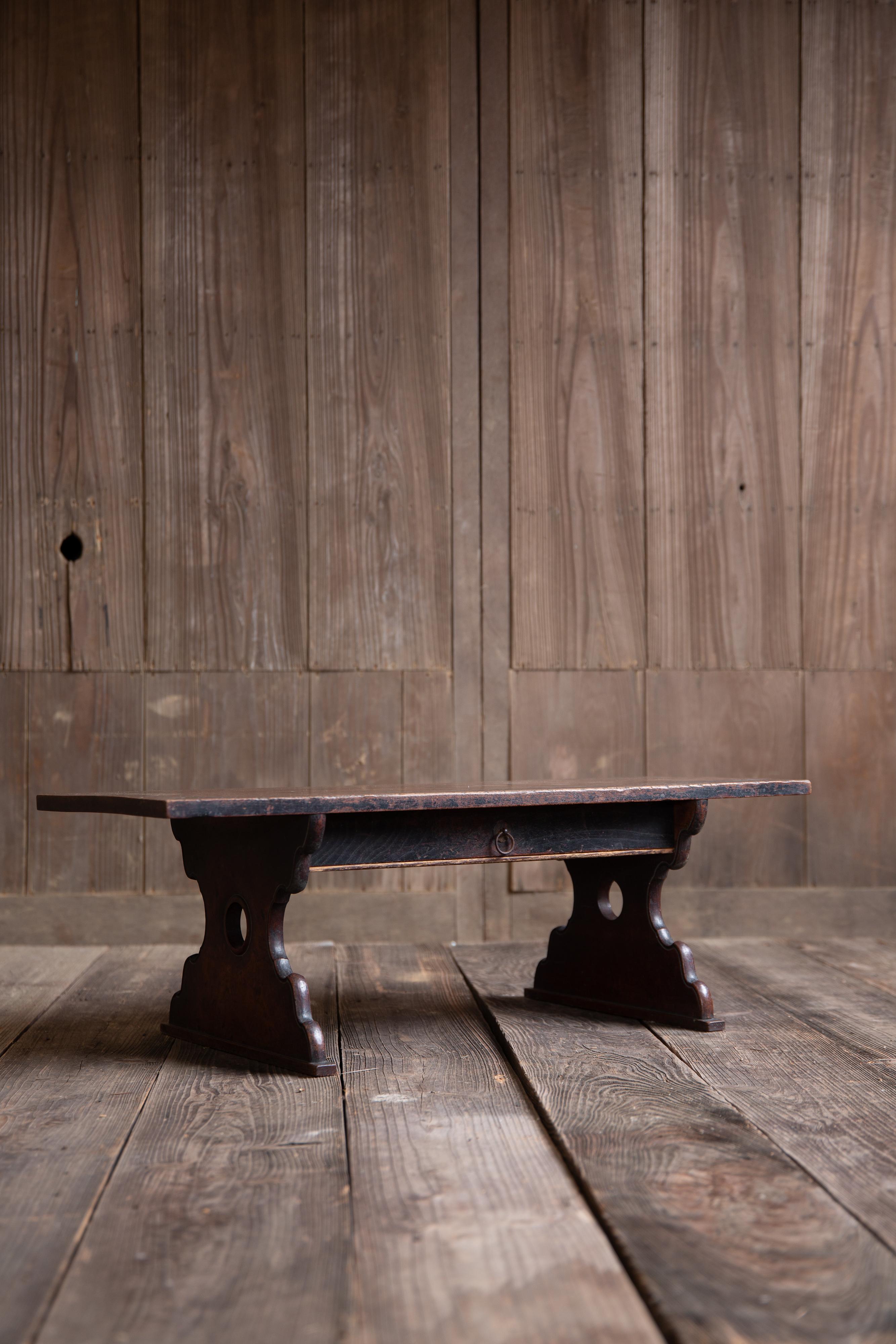 18th Edo Japanese antique wabi sabi low writing desk from Nikko To-sho ...