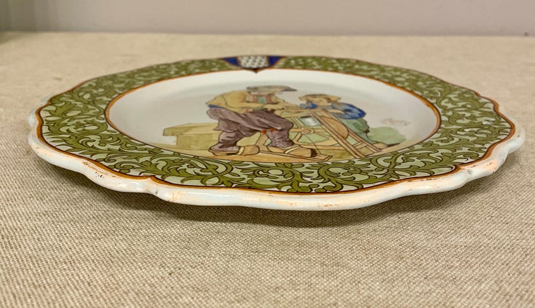 19th French Quimper Porquier Beau Plate For Sale at 1stDibs