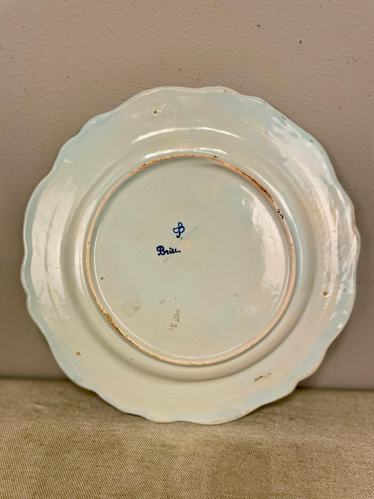 19th French Quimper Porquier Beau Plate For Sale at 1stDibs