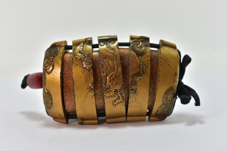 Japanese Inro with 4 Boxes in Gold Lacquer with Mat Kinji Background ...