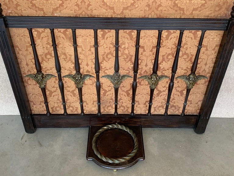 19th Large Carved Spanish Solid Walnut Coat Rack Stand or Entry For ...