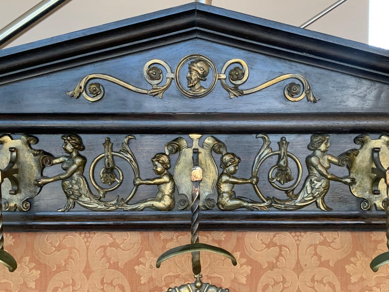 19th Large Carved Spanish Solid Walnut Coat Rack Stand or Entry For ...