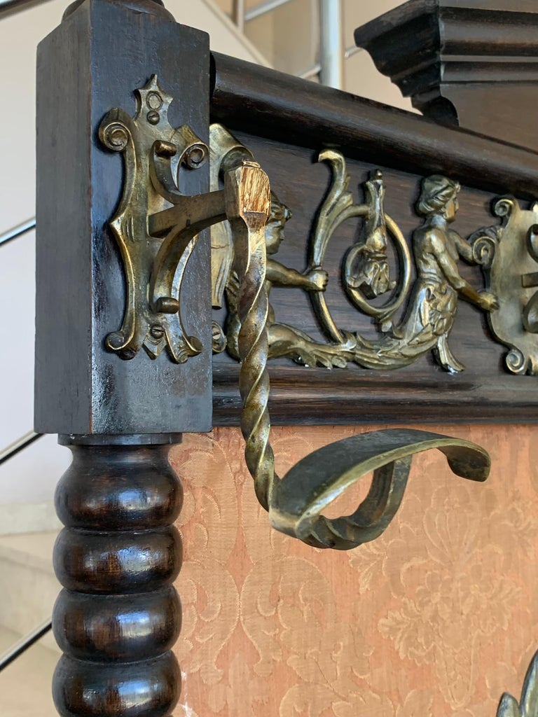 19th Large Carved Spanish Solid Walnut Coat Rack Stand or Entry For ...