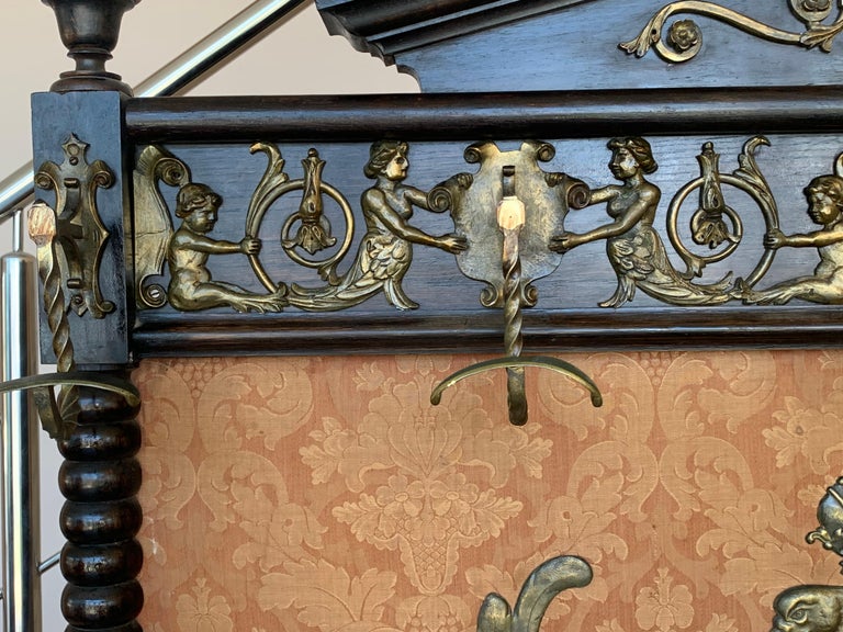 19th Large Carved Spanish Solid Walnut Coat Rack Stand or Entry For ...