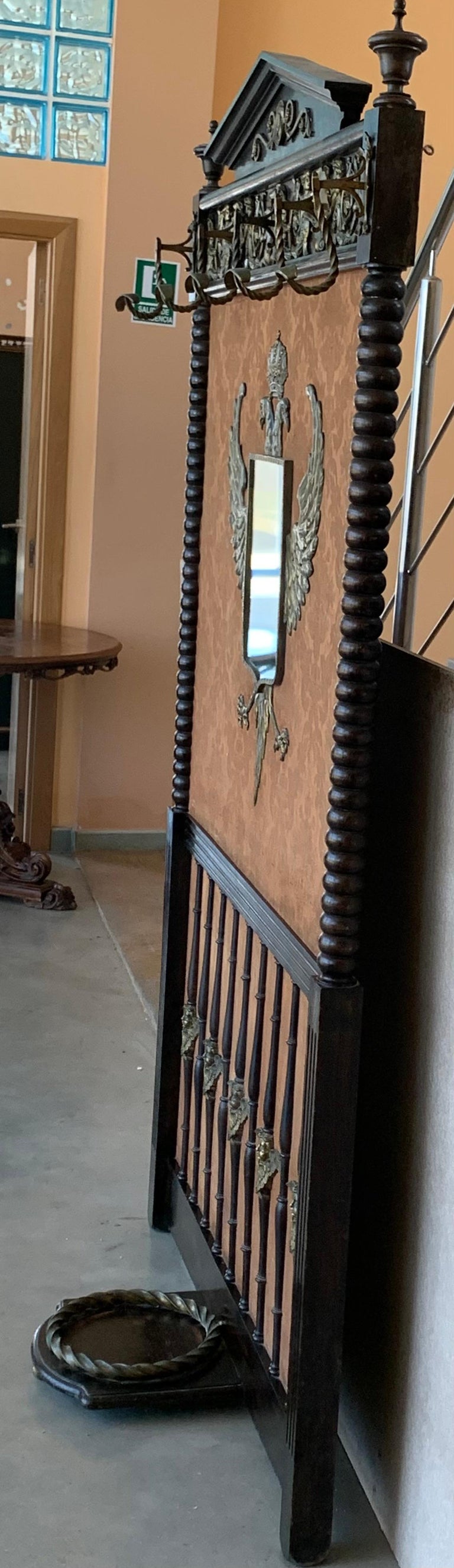 19th Large Carved Spanish Solid Walnut Coat Rack Stand or Entry For ...