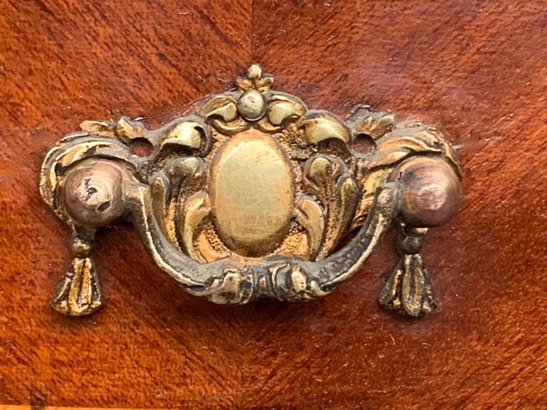 19th Louis XVI Style Pair of Marquetry Nightstands with Bronze and ...