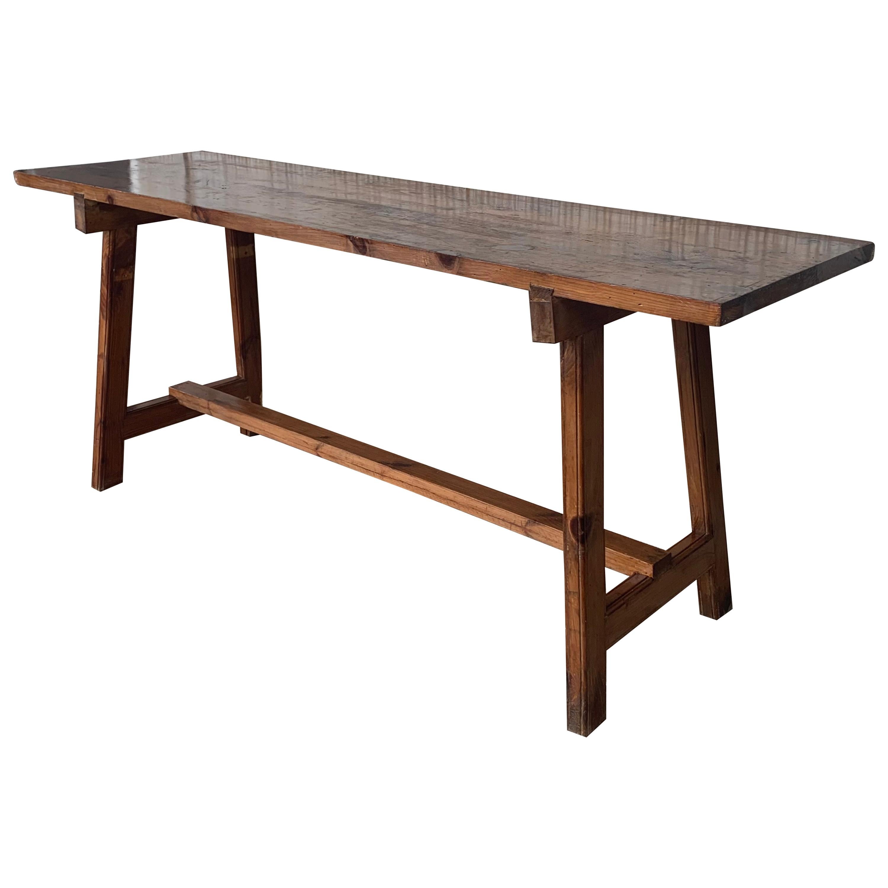 19th Spanish Country House Pine Farmhouse / Prep Console Table at ...