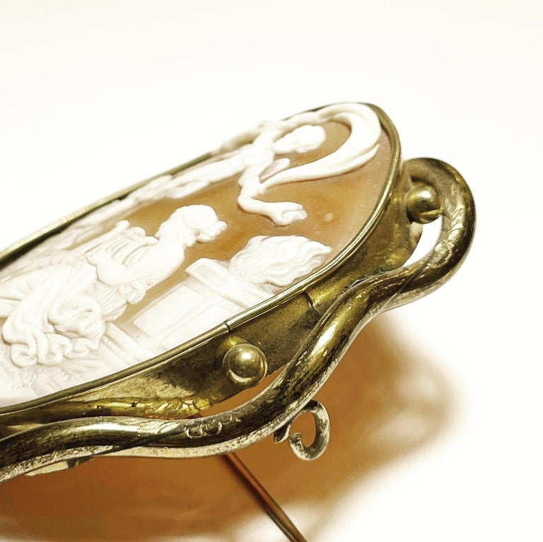 19th Victorian Mythology Motif Cameo 9K Yellow Gold Shell Intaglio ...