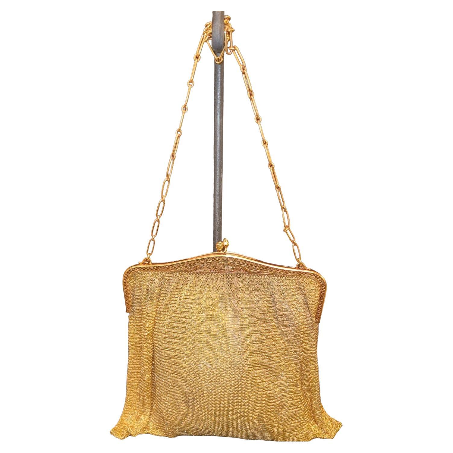 19thc 24k Gold Over Sterling Mesh Bag For Sale at 1stDibs