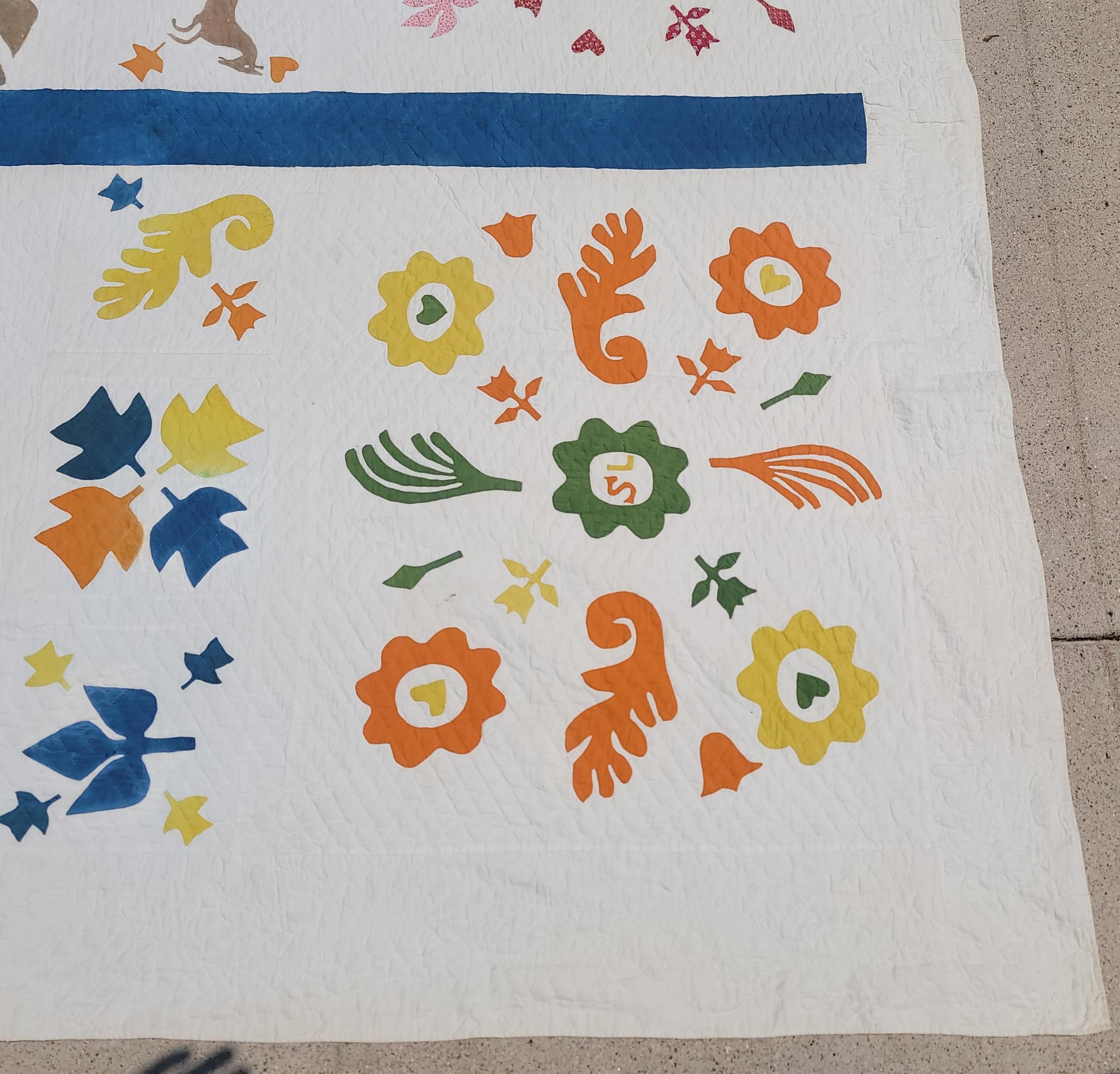 19thc Afro American Pictorial Applique Quilt For Sale at 1stDibs