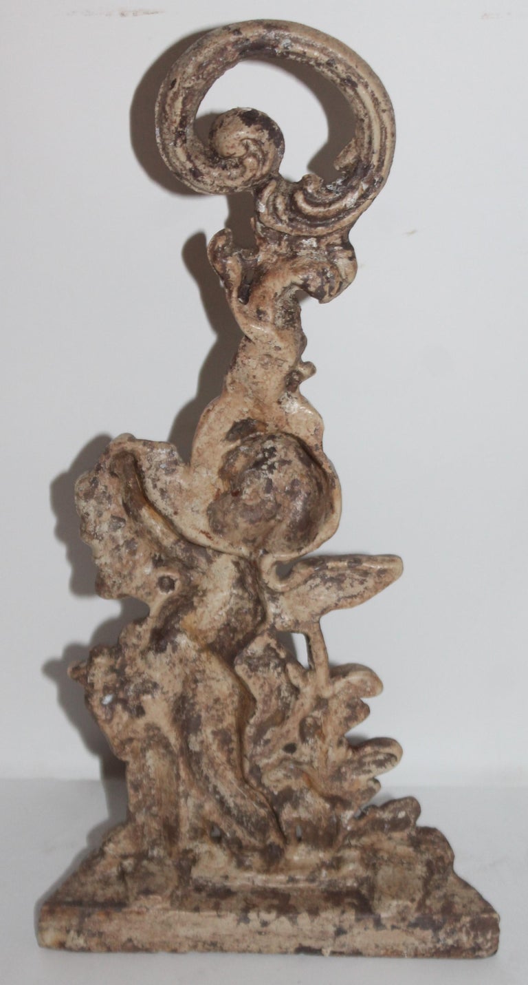 19th Century Angel Painted Iron Door Stop For Sale at 1stDibs