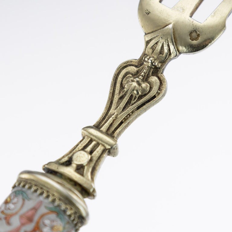 19th Century Austrian Solid Silver-Gilt and Enamel Cutlery Set, Vienna ...