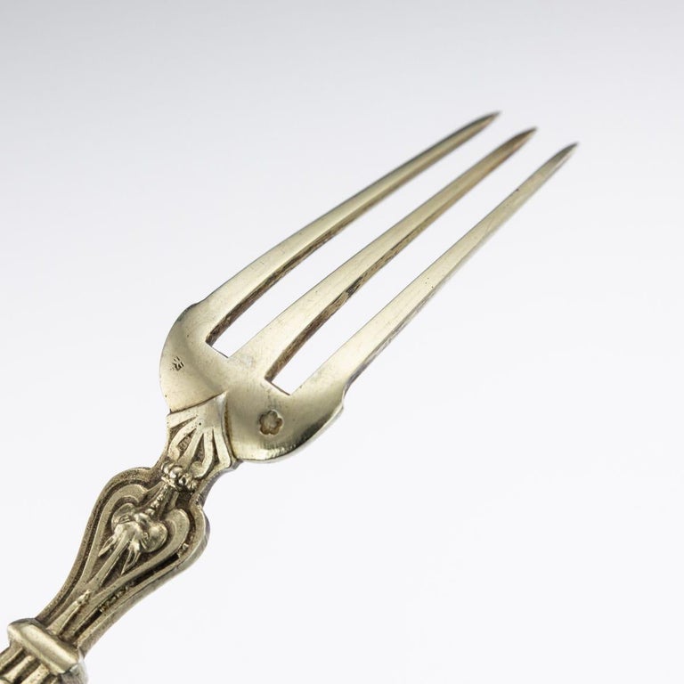 19th Century Austrian Solid Silver-Gilt and Enamel Cutlery Set, Vienna ...