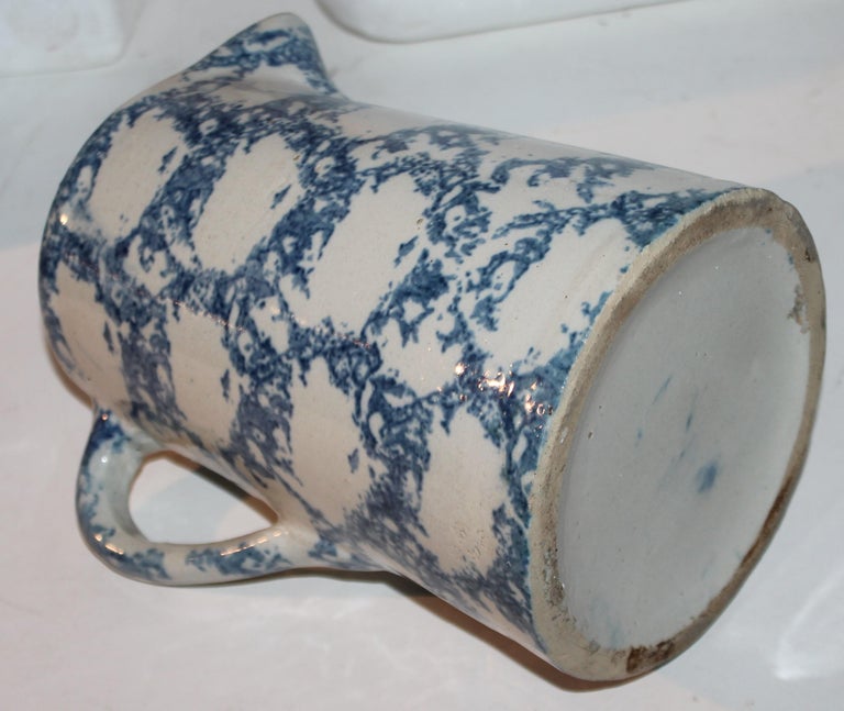 19thc Blue Sponge Ware Smoke Pattern For Sale at 1stDibs