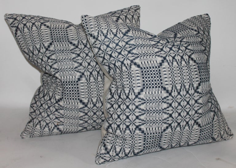 19thc Blue and White Coverlet Pillows, Collection of Four For Sale at ...