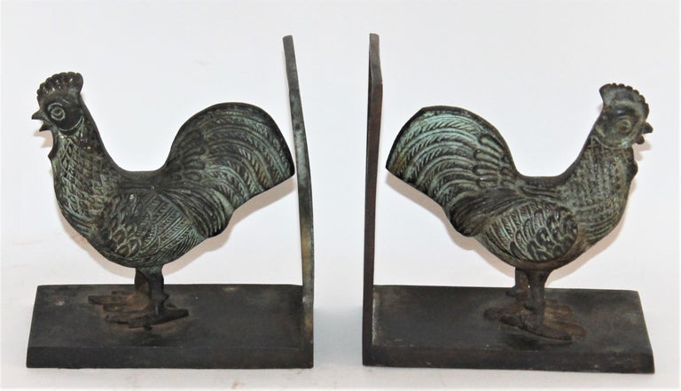 19th Century Bronze Rooster Bookends, Pair at 1stDibs
