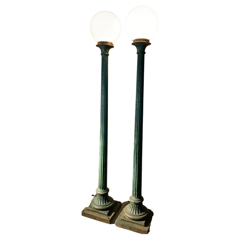 19th C Cast Iron Fluted Street Lamps Posts at 1stDibs