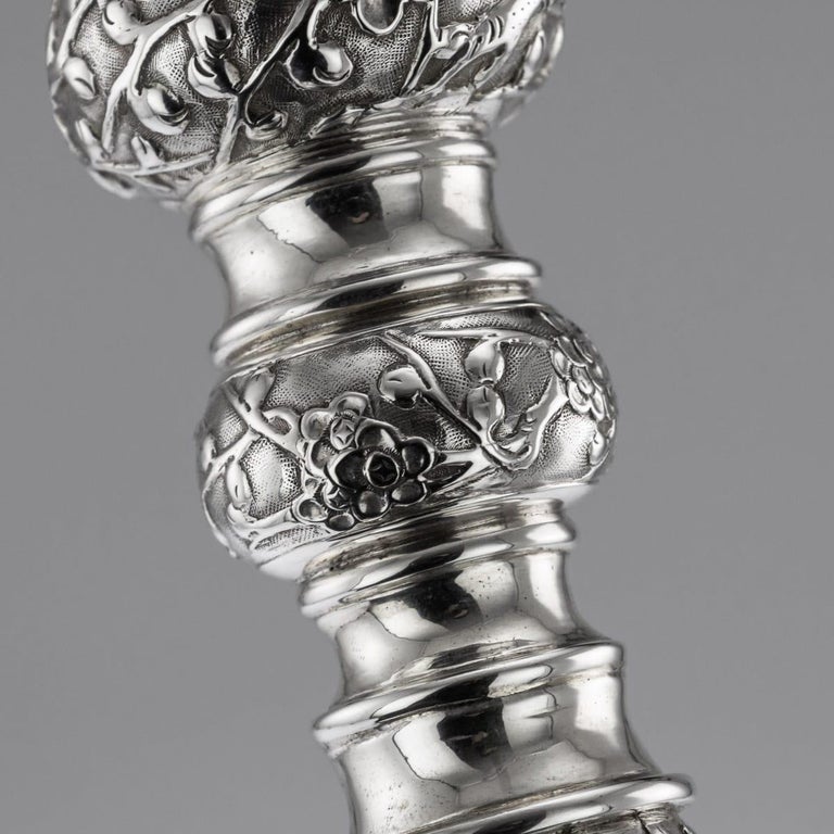 19th Century Chinese Solid Silver Candlesticks, Wang Hing, Canton ...