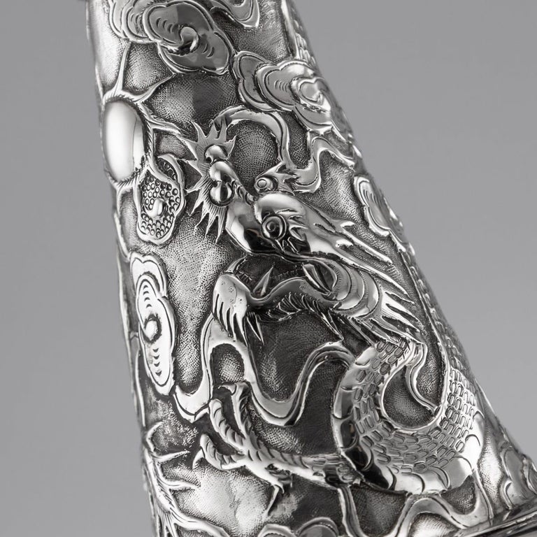 19th Century Chinese Solid Silver Candlesticks, Wang Hing, Canton ...