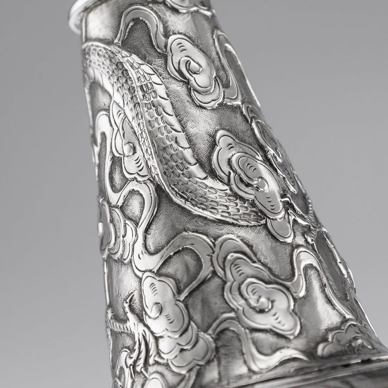 19th Century Chinese Solid Silver Candlesticks, Wang Hing, Canton ...