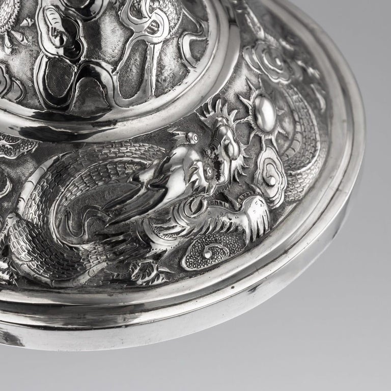 19th Century Chinese Solid Silver Candlesticks, Wang Hing, Canton ...
