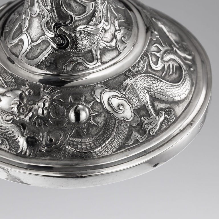 19th Century Chinese Solid Silver Candlesticks, Wang Hing, Canton ...