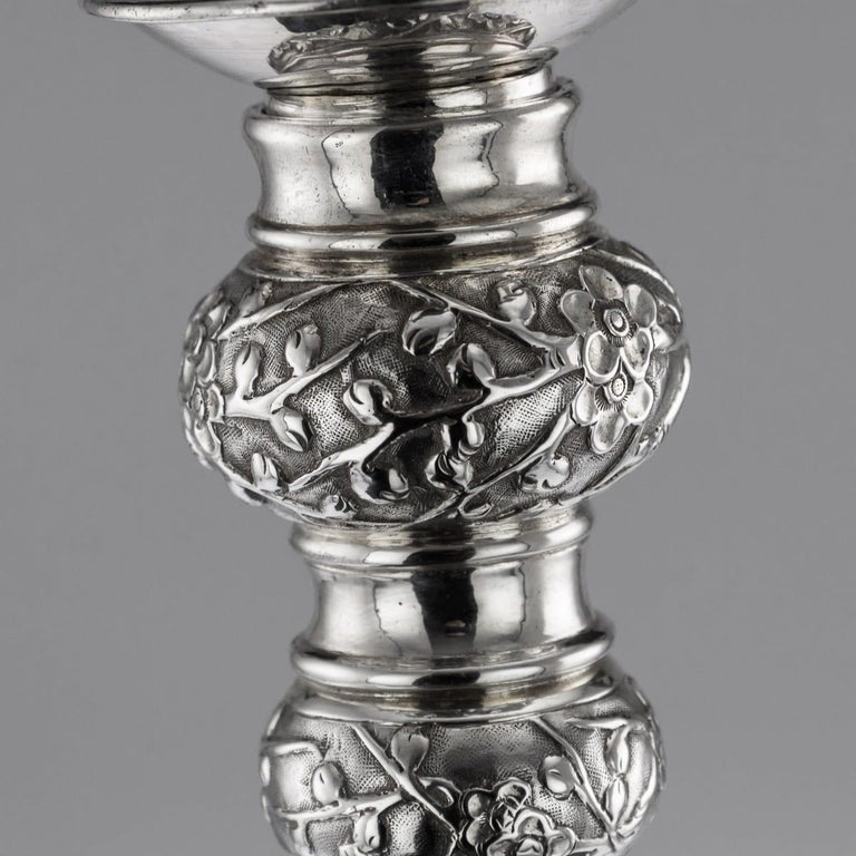 19th Century Chinese Solid Silver Candlesticks, Wang Hing, Canton ...