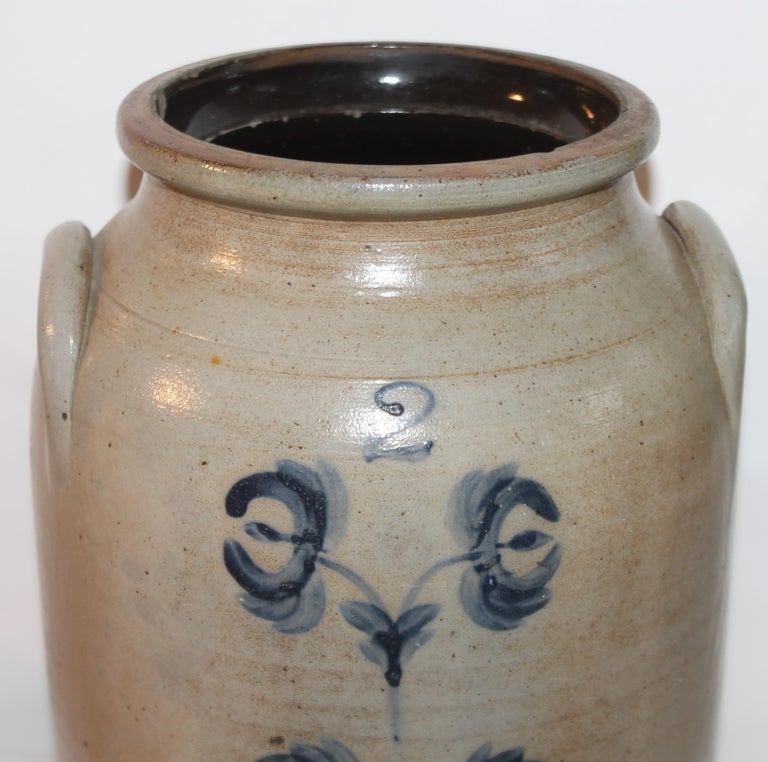 19thc Decorated Pair of Stoneware 2 Gal. Crocks For Sale at 1stDibs