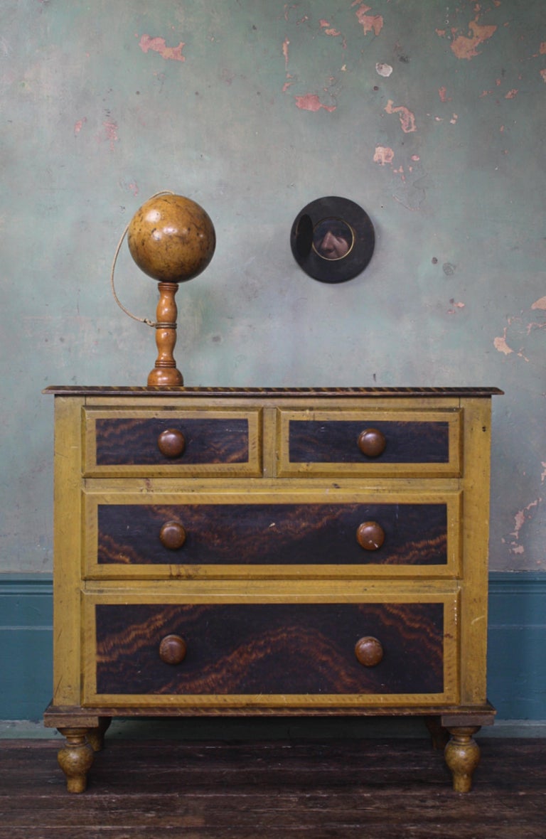 Diminutive Scottish Grained and Yellow Painted Chest of Drawers Folk ...